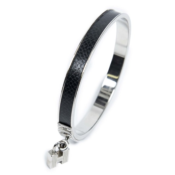 Hermes | Jewelry | Herms Kelly H Lock Bangle In Caban Silver Brasstogo ...